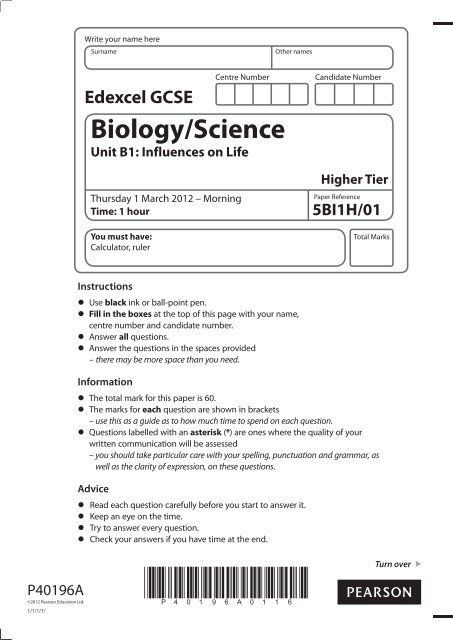 Unit B1 - Edenham High School