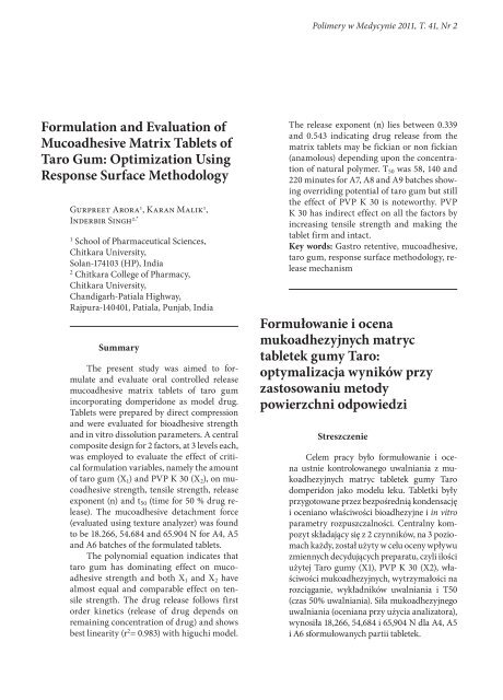 Formulation And Evaluation Of Mucoadhesive Matrix Tablets Of Taro