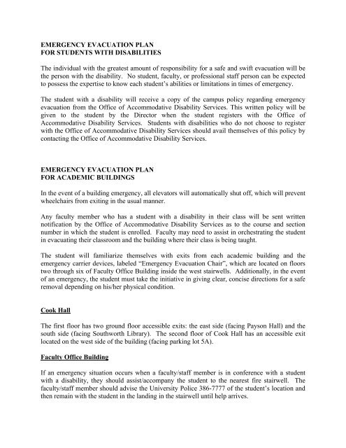 EMERGENCY EVACUATION PLAN FOR STUDENTS WITH ...