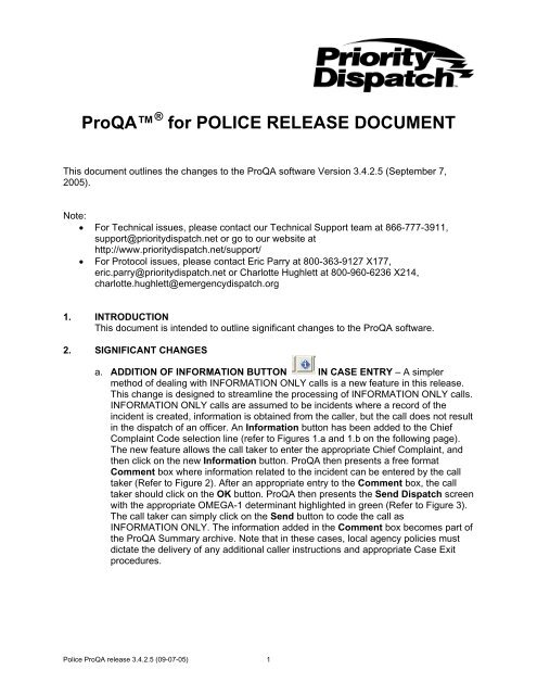 ProQA™ for POLICE RELEASE DOCUMENT - Priority Dispatch ...