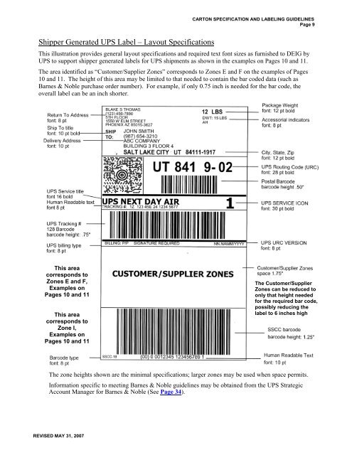 CARTON SPECIFICATION AND