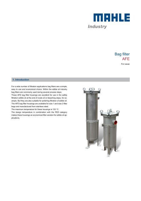 Bag filter AFE for cacao - MAHLE Industry - Filtration