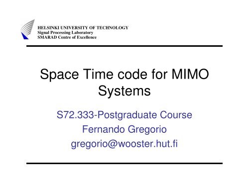 Space Time Code For Mimo Systems