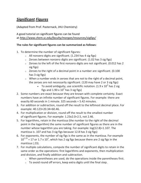 Guide to Significant Figures - Gray Lab
