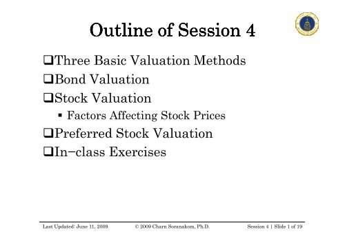 Outline of Session Outline of Session 4