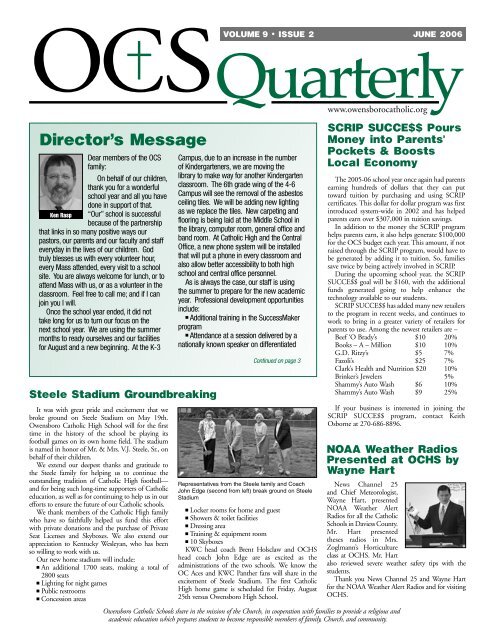 Director's Message - Owensboro Catholic Schools