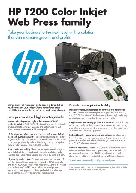 HP T200 Color Inkjet Web Press family - Visutech