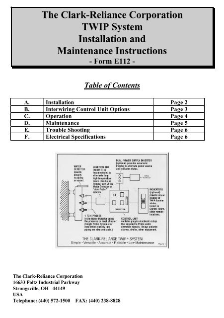 The Clark-Reliance Corporation TWIP System Installation and ...