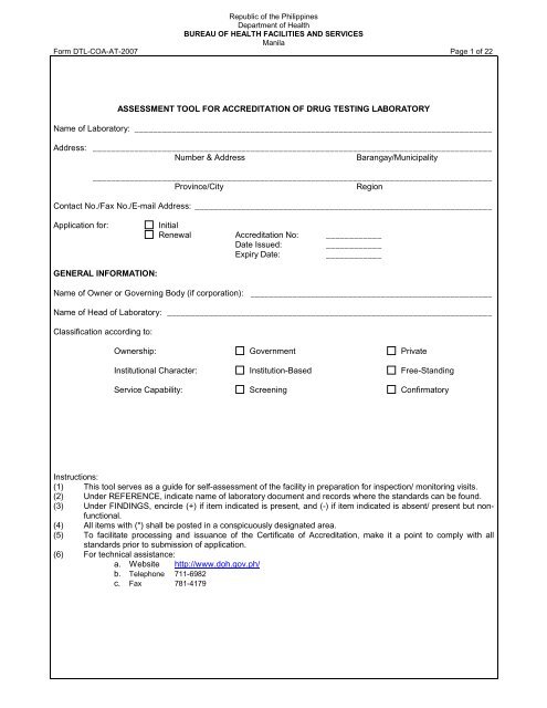 Assessment Tool - DOH