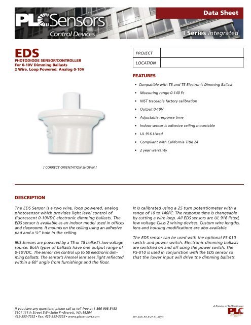 Data Sheet I Series Integrated - PLC Sensors