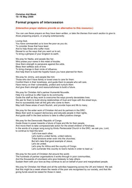 Intercessory Prayer Names