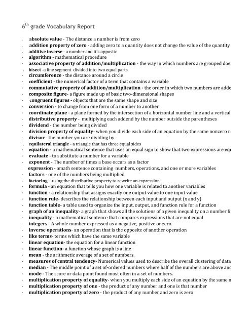 7th Grade Math Vocabulary
