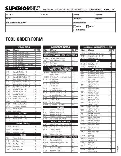 Order Form (Page 1) - Custom Building Products