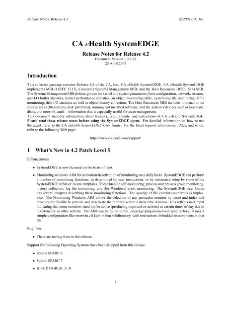 CA eHealth SystemEDGE - Concord Support Home