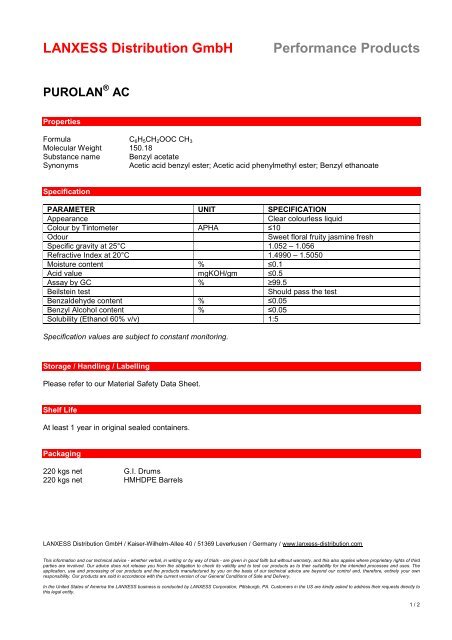 LANXESS Distribution GmbH Performance Products