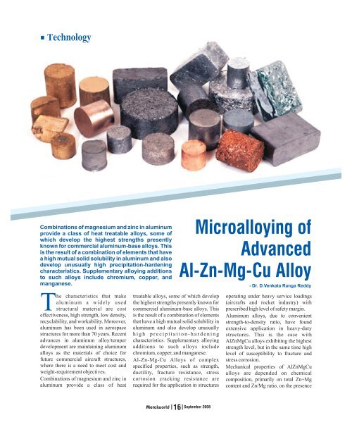 Microalloying of Advanced Al-Zn-Mg-Cu Alloy - Metalworld