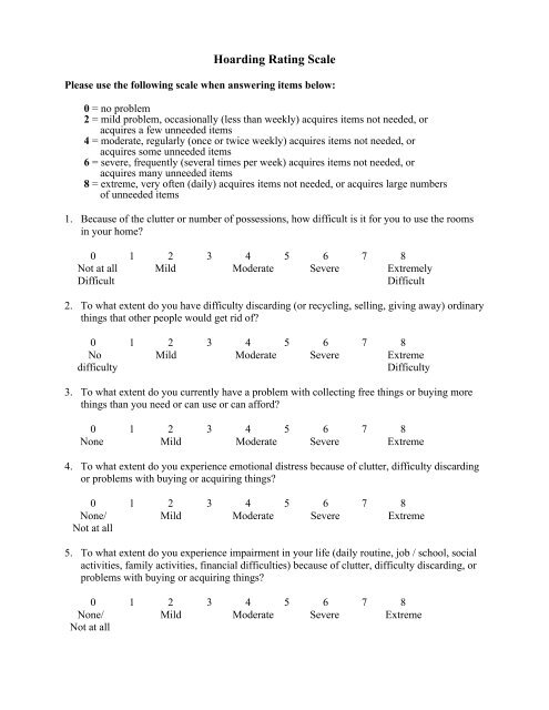 Hoarding Rating Scale - Obsessive Compulsive Foundation