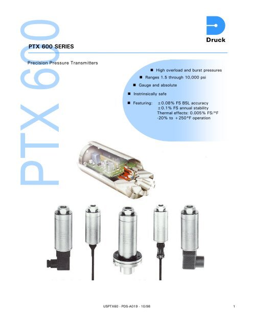 PTX 600 Series Precision pressure transmitters - Veronics, Inc.