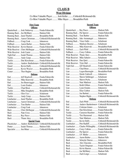 CLASS B - Section 2 Football