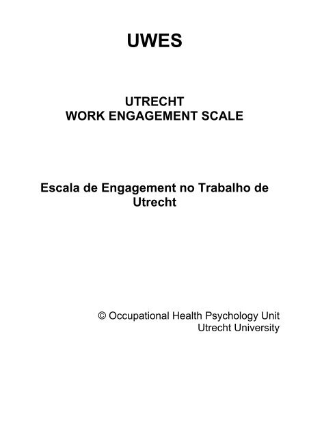 UWES UTRECHT WORK ENGAGEMENT SCALE Escala de ...