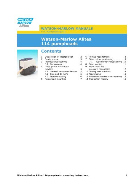 Waston-Marlow Alitea 114 pumpheads - Watson-Marlow