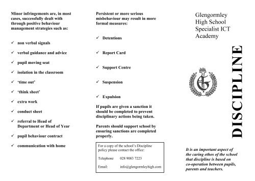 Discipline policy summary - Glengormley High School