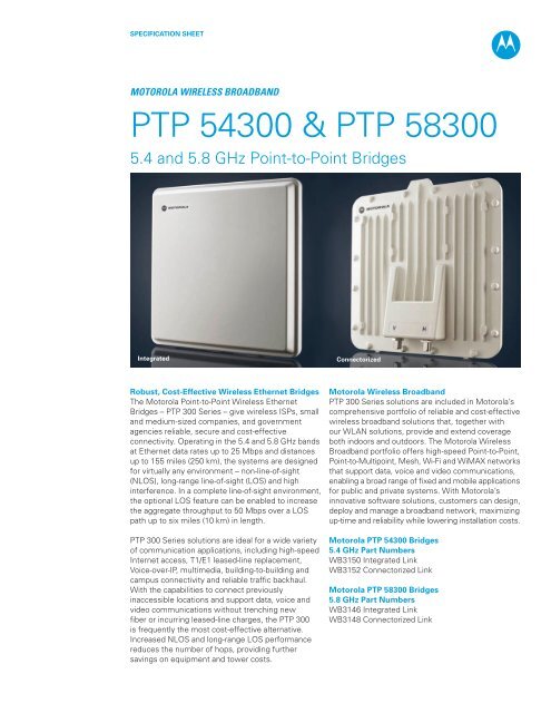 PTP 54300 & PTP 58300 - Motorola Solutions