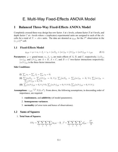 Multi-way ANOVA Models
