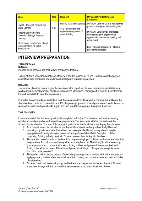 23. Interview Preparation - Blueprint - Australian Blueprint for Career ...