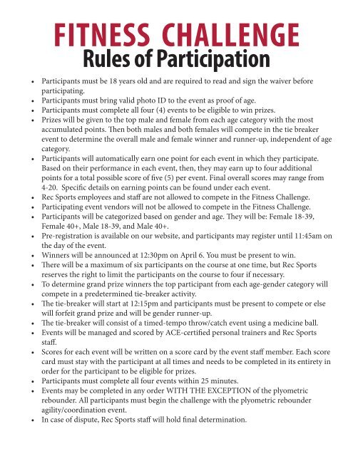 FITNESS CHALLENGE Rules of Participation