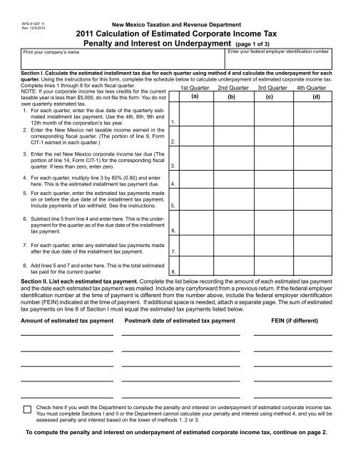 Form - Taxation and Revenue Department