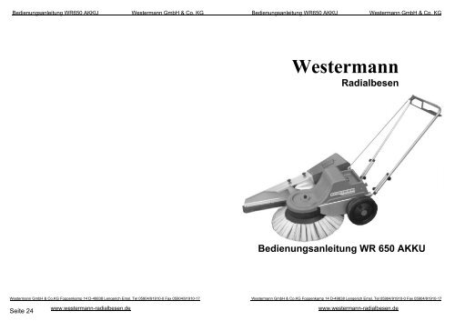Westermann Radialbesen Bedienungsanleitung WR 650 AKKU