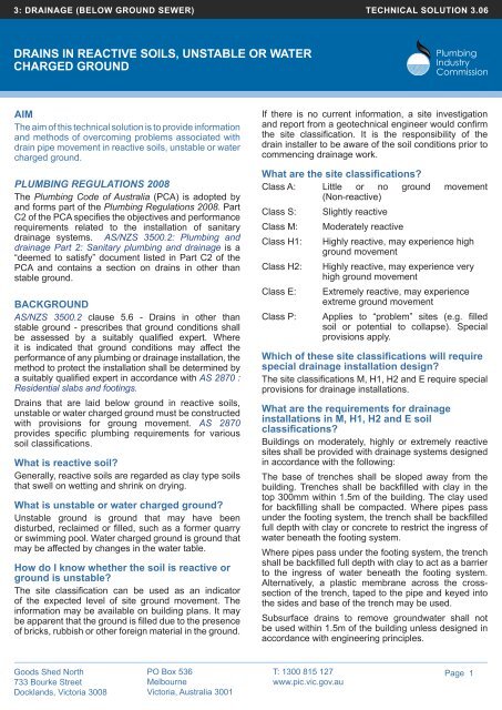3.06 Drains in reactive soils, unstable or water charged ground