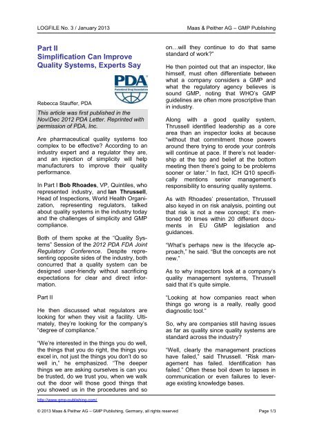 Improve Quality Systems Part 2.pdf - GMP Publishing