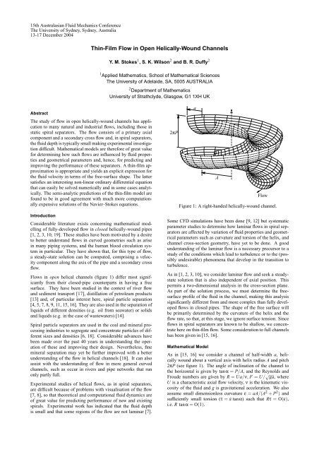 Thin-Film Flow in Open Helically-Wound Channels - The University ...