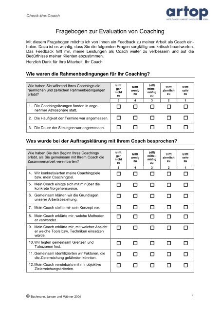Check the coach - Coaching-Tools
