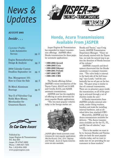 News & Updates - JASPER Engines & Transmissions