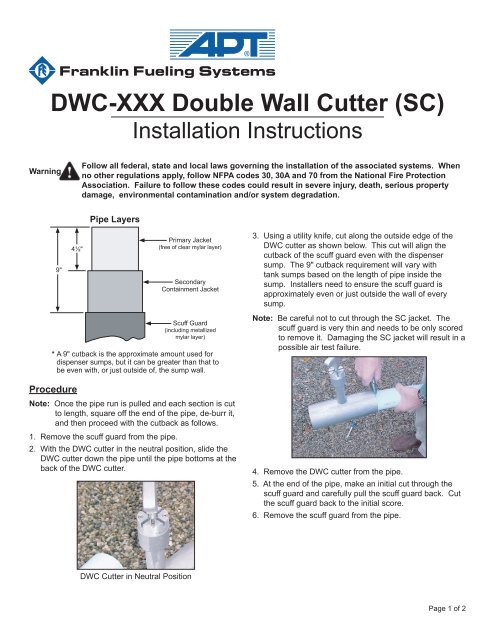 DWC-XXX Double Wall Cutter (SC) - Franklin Fueling Systems