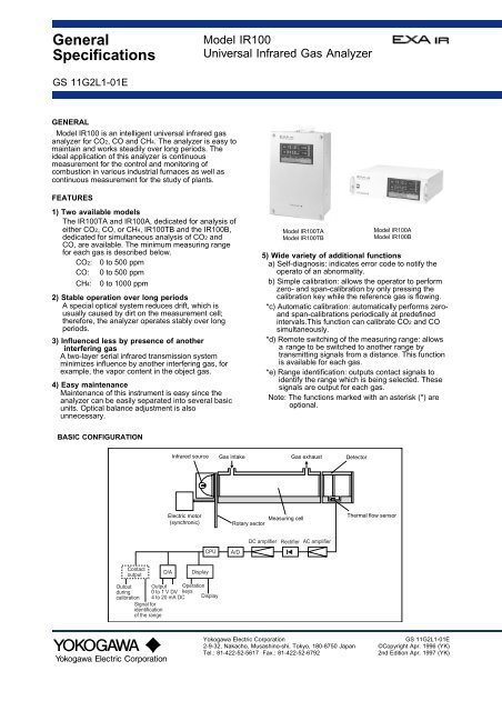 Model IR100 Universal Infrared Gas Analyzer - Yokogawa