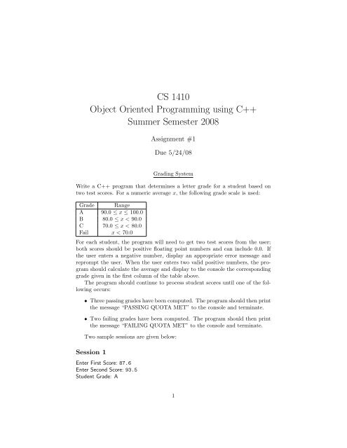 Cs 1410 Object Oriented Programming Using C Summer 5488
