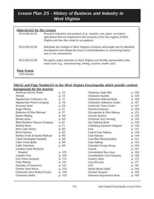 Lesson Plan 25 - West Virginia Humanities Council