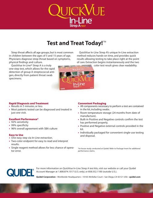 QuickVue In-Line Strep A test - Quidel Corporation