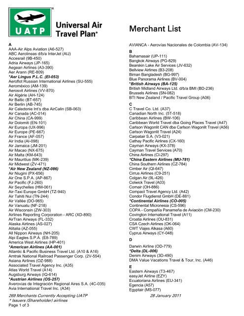 Merchant List - Uatp.com