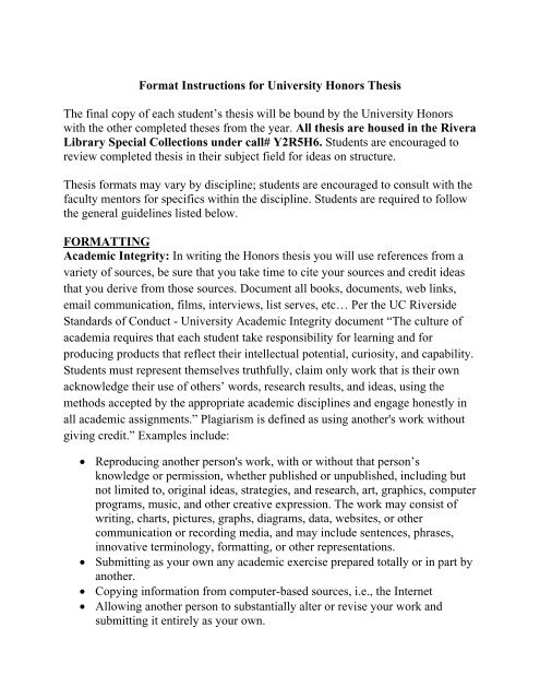 Senior Thesis Format