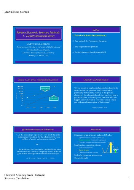 Martin Head-Gordon Chemical Accuracy from Electronic Structure ...