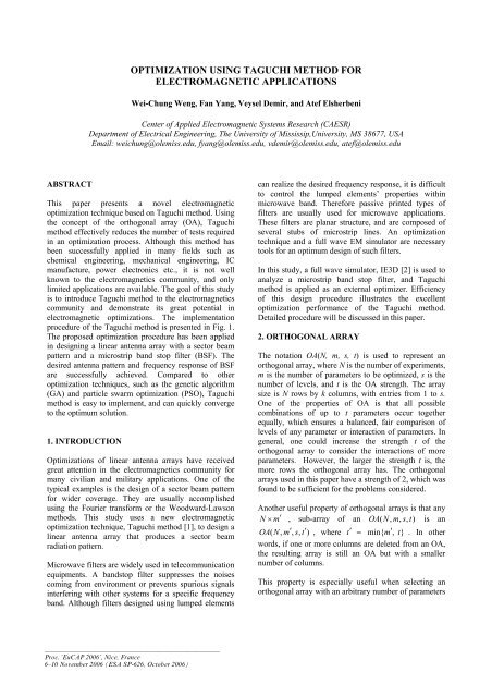 Optimization Using Taguchi Method For Electromagnetic Applications