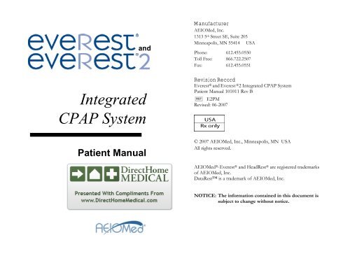 Everest 2 CPAP System User Manual - cpapXchange