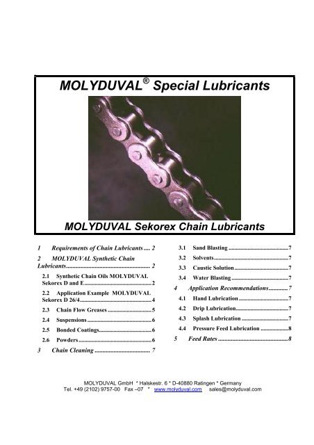 MOLYDUVAL Chain Lubricants