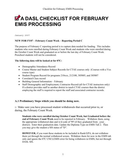 FY07 February (C) EMIS Checklist - DASL - mveca-home