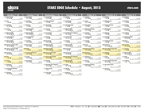 STARZ EDGE Schedule - August, 2013